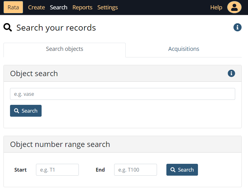 Using the search page